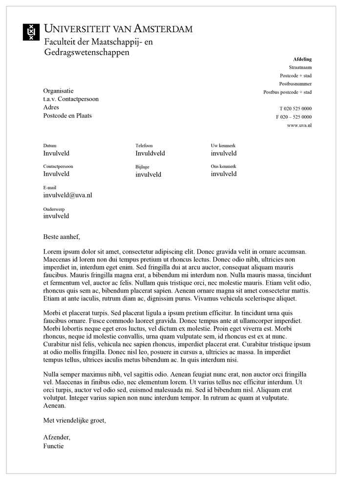 Brief - Universiteit van Amsterdam